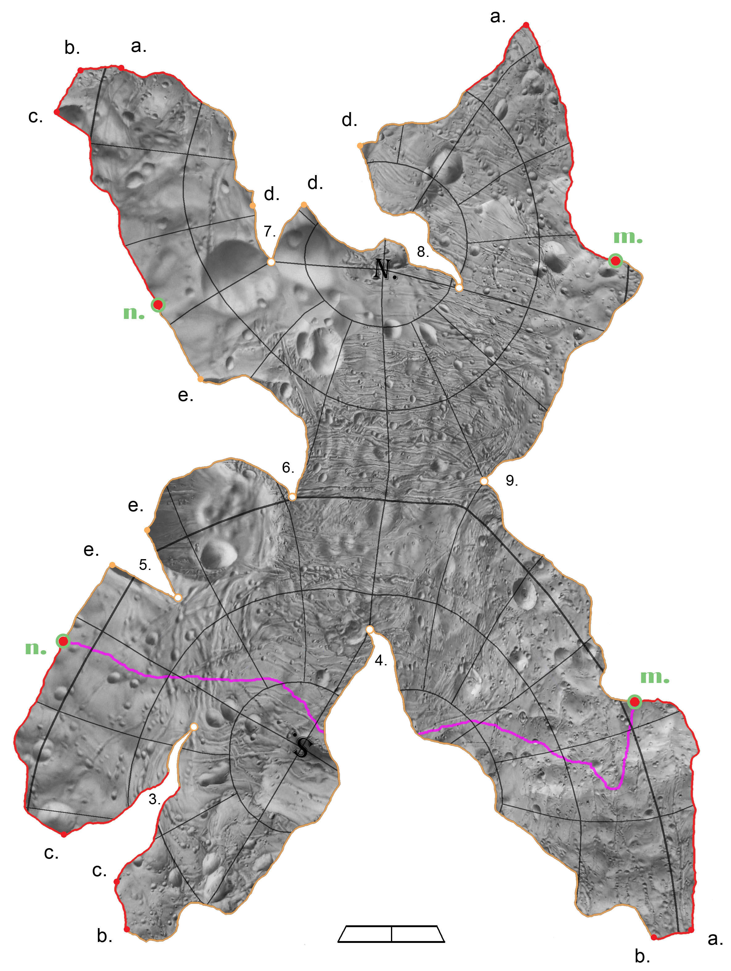 Phobos and Deimos | world maps with constant-scale natural boundaries